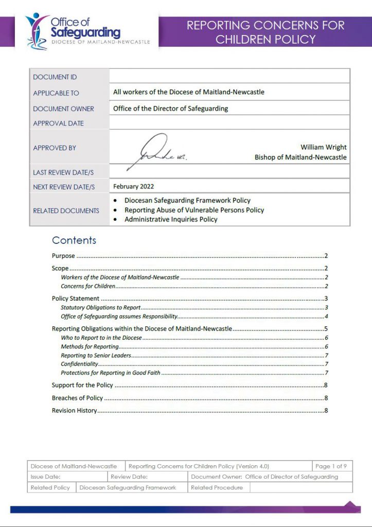 Reporting child abuse - Office of Safeguarding