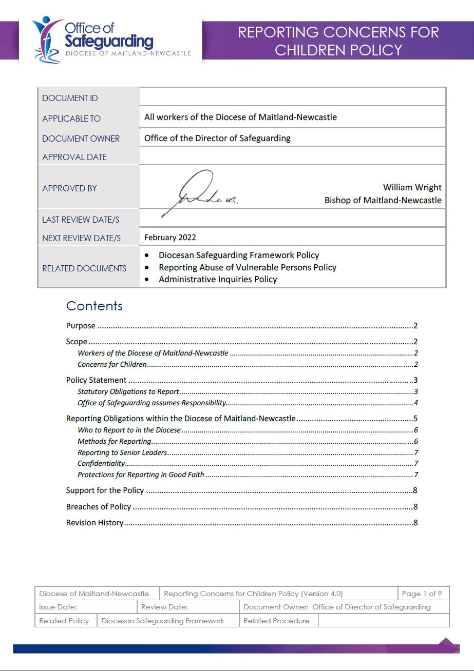 Reporting child abuse - Office of Safeguarding
